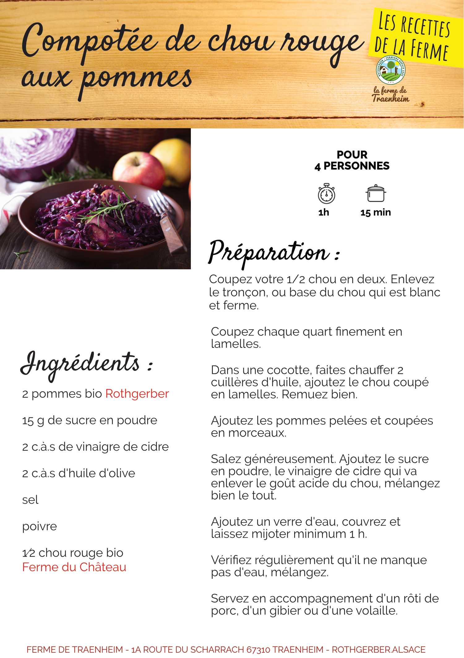 Compotée de chou rouge aux pommes - Ferme Rothgerber